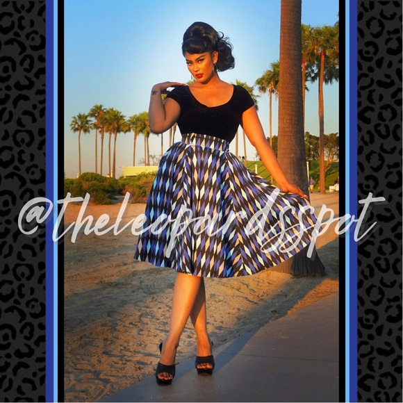 Pinup Couture | Skirts | Pinup Girl Blue Harlequin Little June Skirt | Poshmark
